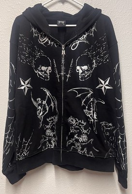 Revenge Metallic Embroidered Zip Up Hoodie | eBay