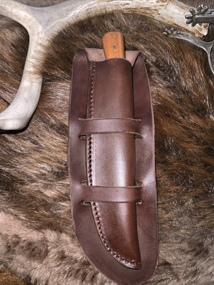 Hand forged knife with Custom Leather Sheath, Frontier Style, Fixed ...
