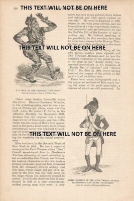 T D RICE JIM CROW JAMES ROBERTS THEATRE STAGE 1889 ART ILLUSTRATION ...