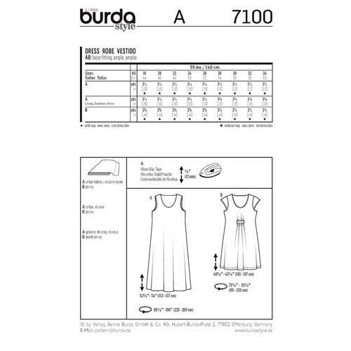 Burda Sewing Pattern 7100 Misses Plus Size Dress Size 18-34 Uncut | eBay