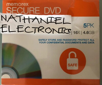 Memorex 5PK Secure DVD Password Protected Encryption 4.6GB AN ESSENCE ...