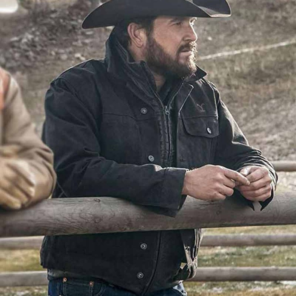 Yellowstone Cotton Jacket Rip Wheeler Cole Hauser Cowboy Black Cotton ...