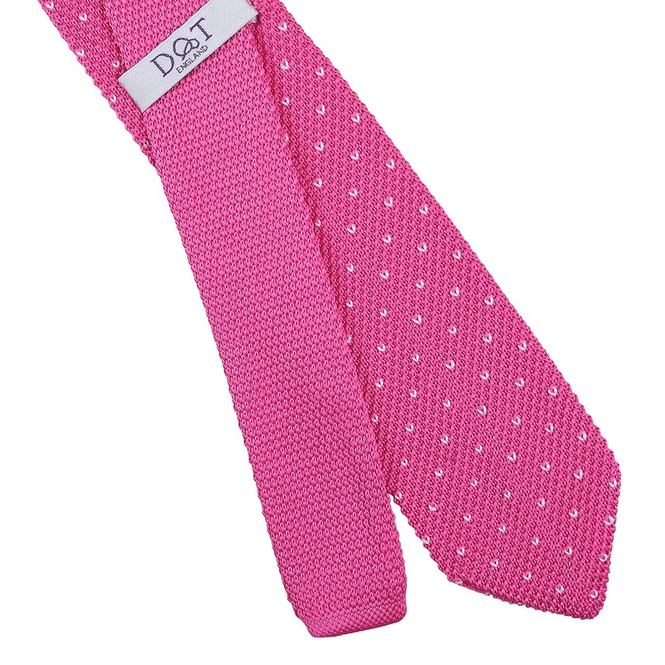Fuchsia Pink Mens Slim Tie Knit Knitted Flecked V Dot Modern Necktie by ...
