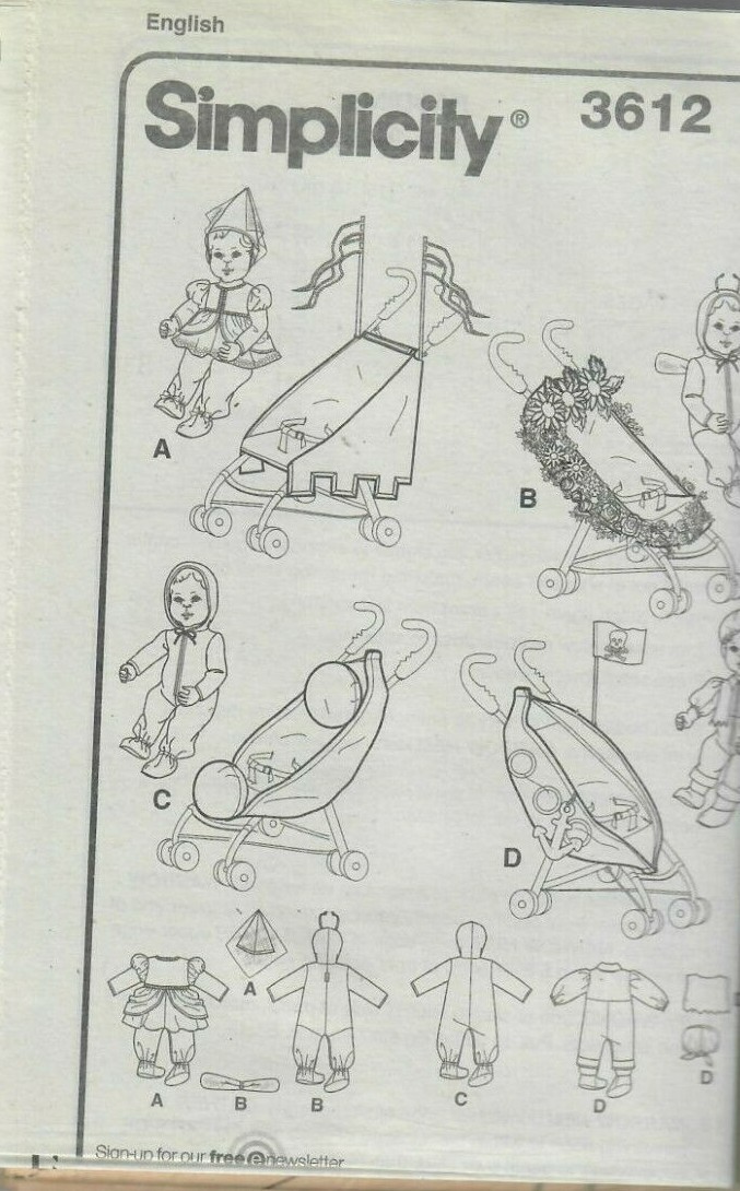 Simplicity 3612 Sewing Pattern Halloween Costume Toddler 1/2-4 Stroller ...