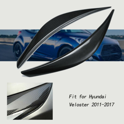 2x Luxury Carbon Fiber Headlight Eyebrows Eyelid For Hyundai Veloster ...