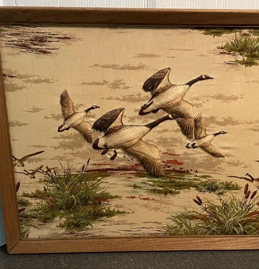 Trapunto of Canada Geese in Flight 1950s 3D Quilted 24"x16" Granny ...