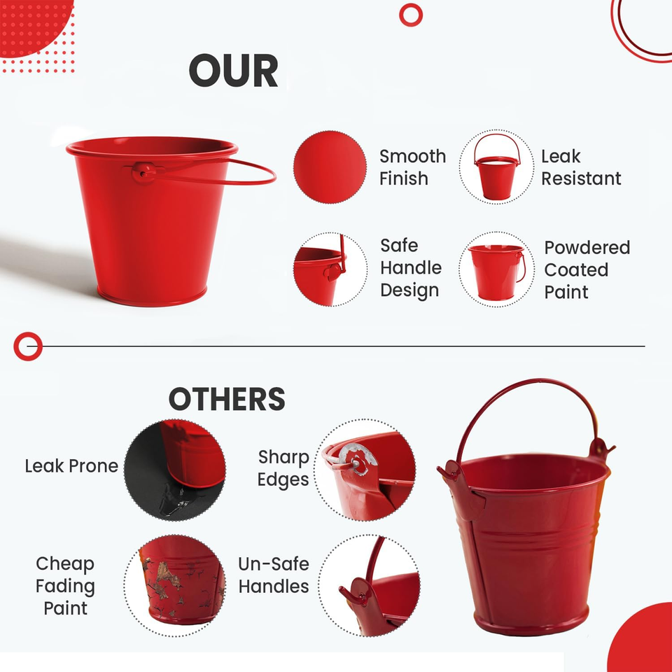 Small Metal Buckets with Handle 6 Pcs – Galvanized Bucket Leak Proof ...
