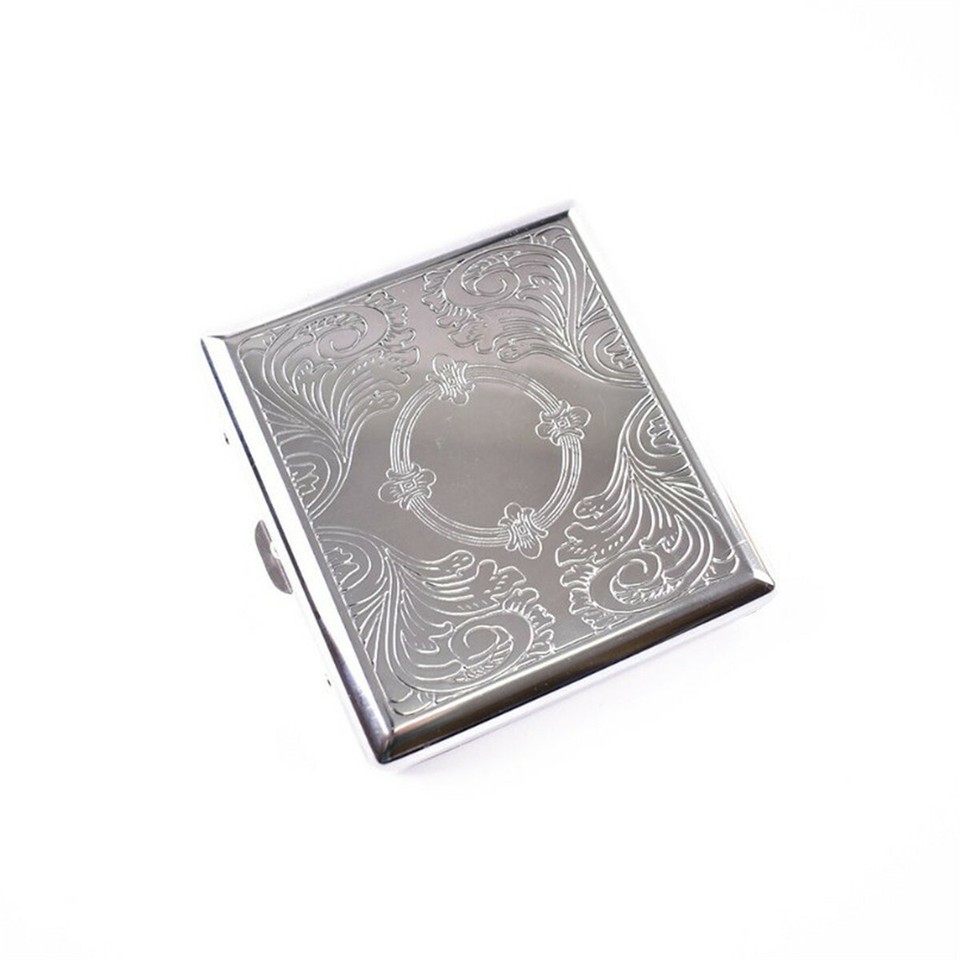 Vintage Cigarette Case Stainless Steel Metal Box Holder Tobacco Holder ...