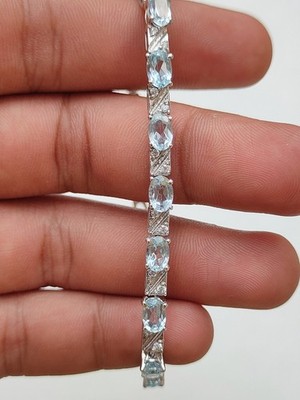 Topazio Blu Bracciale 925 Argento Sterling Design Gemma Gioielli ...