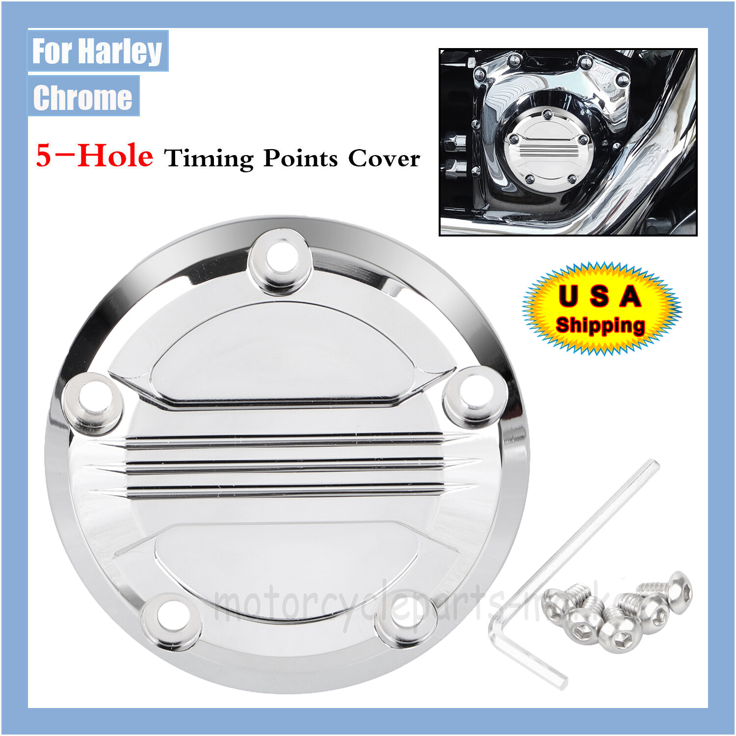 Chrome 5-Hole Timing Points Cover For Harley Street Electra Tri Glide ...