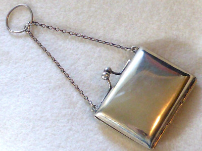 Delightful Antique Silver Plated Coin or Dance Purse with Finger Ring ...