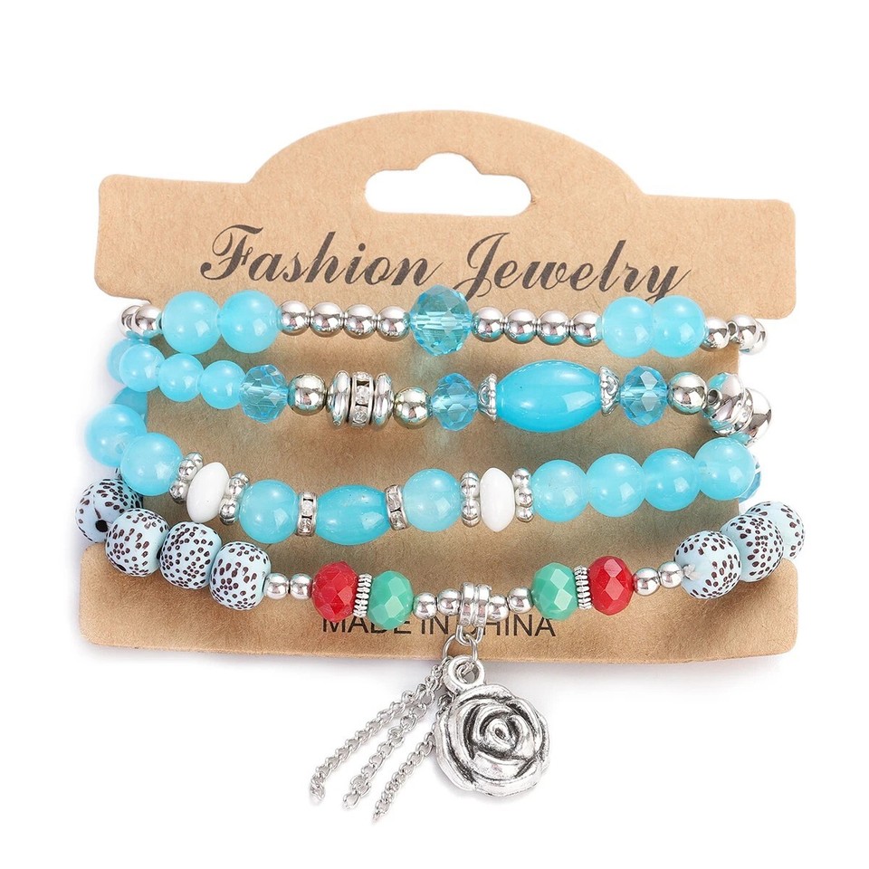 Vintage Bohemia Women Bracelets Set Charm Hand Stone Tassel Pendents Bracelets | eBay