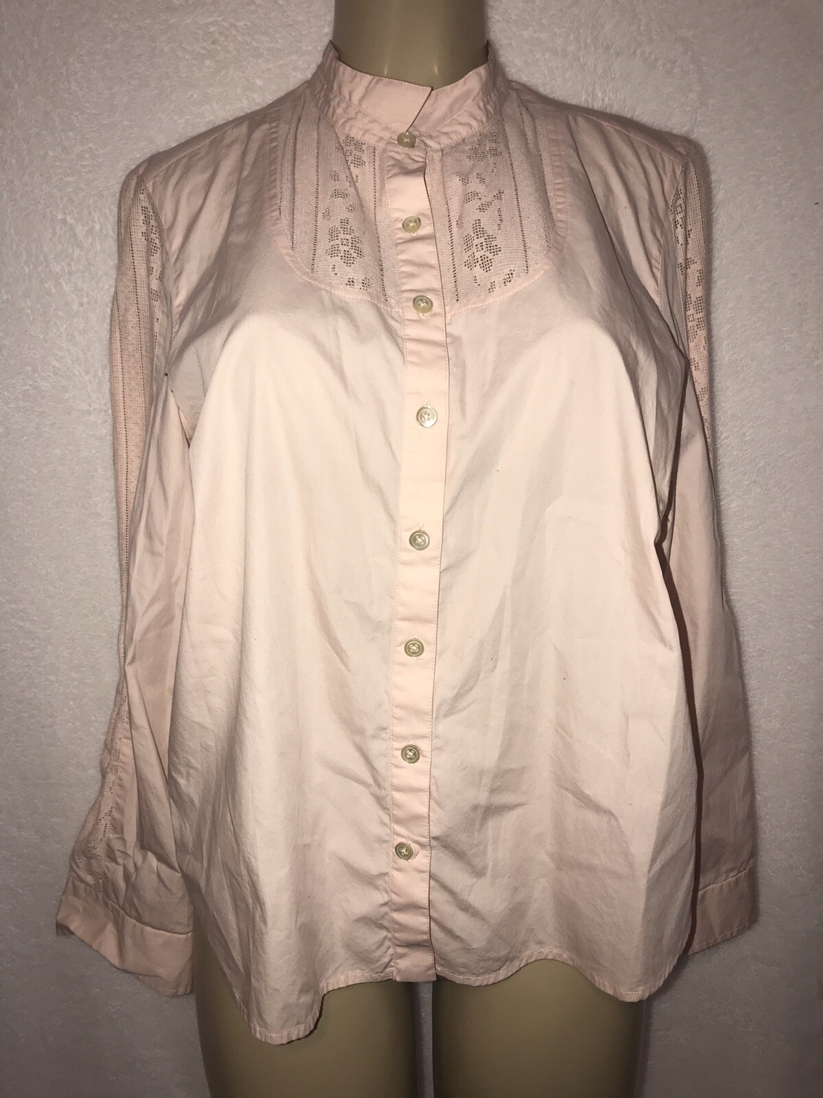 J. JILL Peach Mandarin Style Collar Button Up Shirt T… - Gem