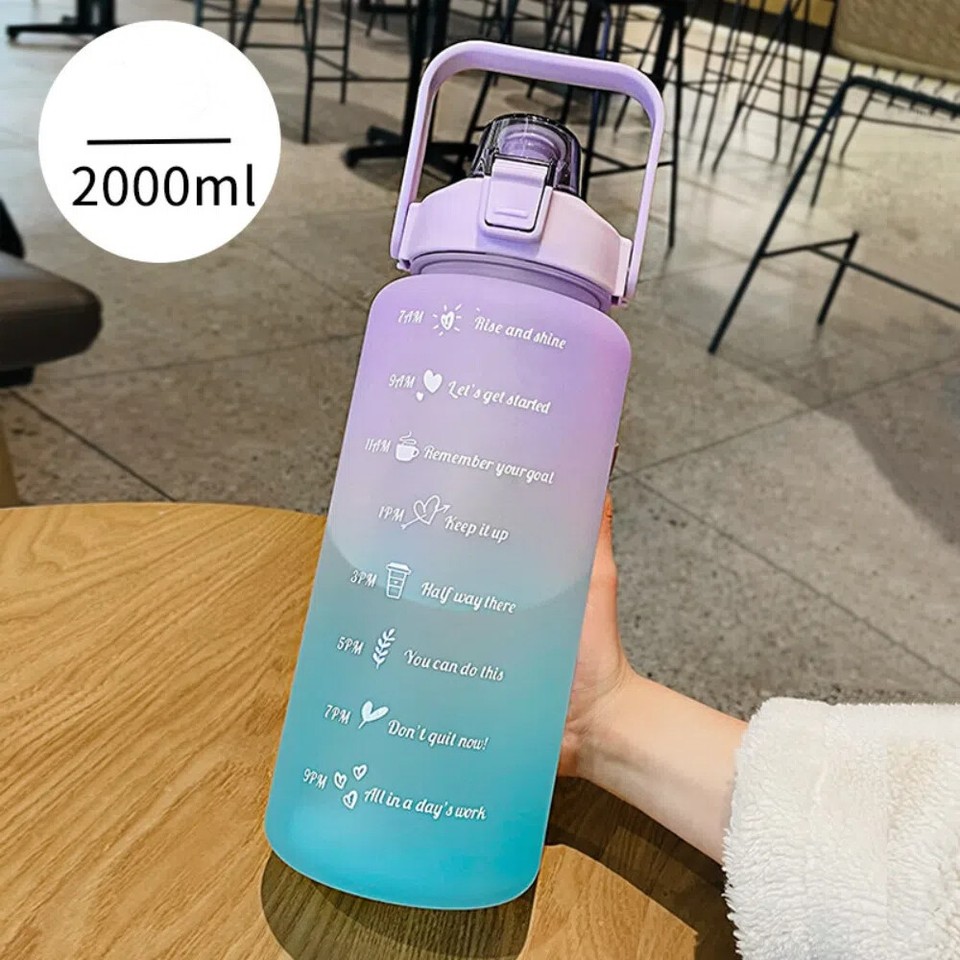 Gradient Color Water Bottle Clear Drink Bottle for Outdoor Sport ...