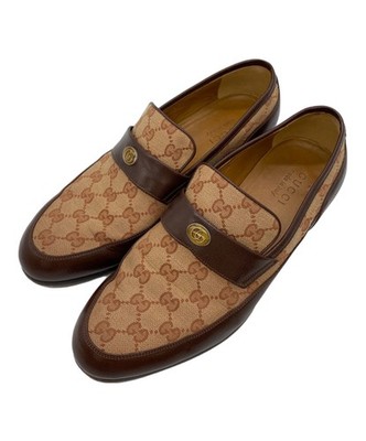 GUCCI Men's Dress Shoes Loafers GG Canvas Brown UK39/US9.5 108343c ...