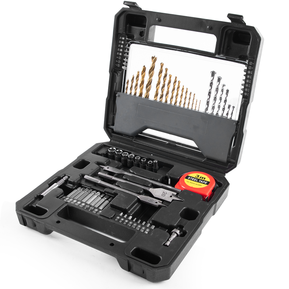71Piece Drill Bit Holesaw Masonry HSS Drill Socket Flat Bit Set + Case ...