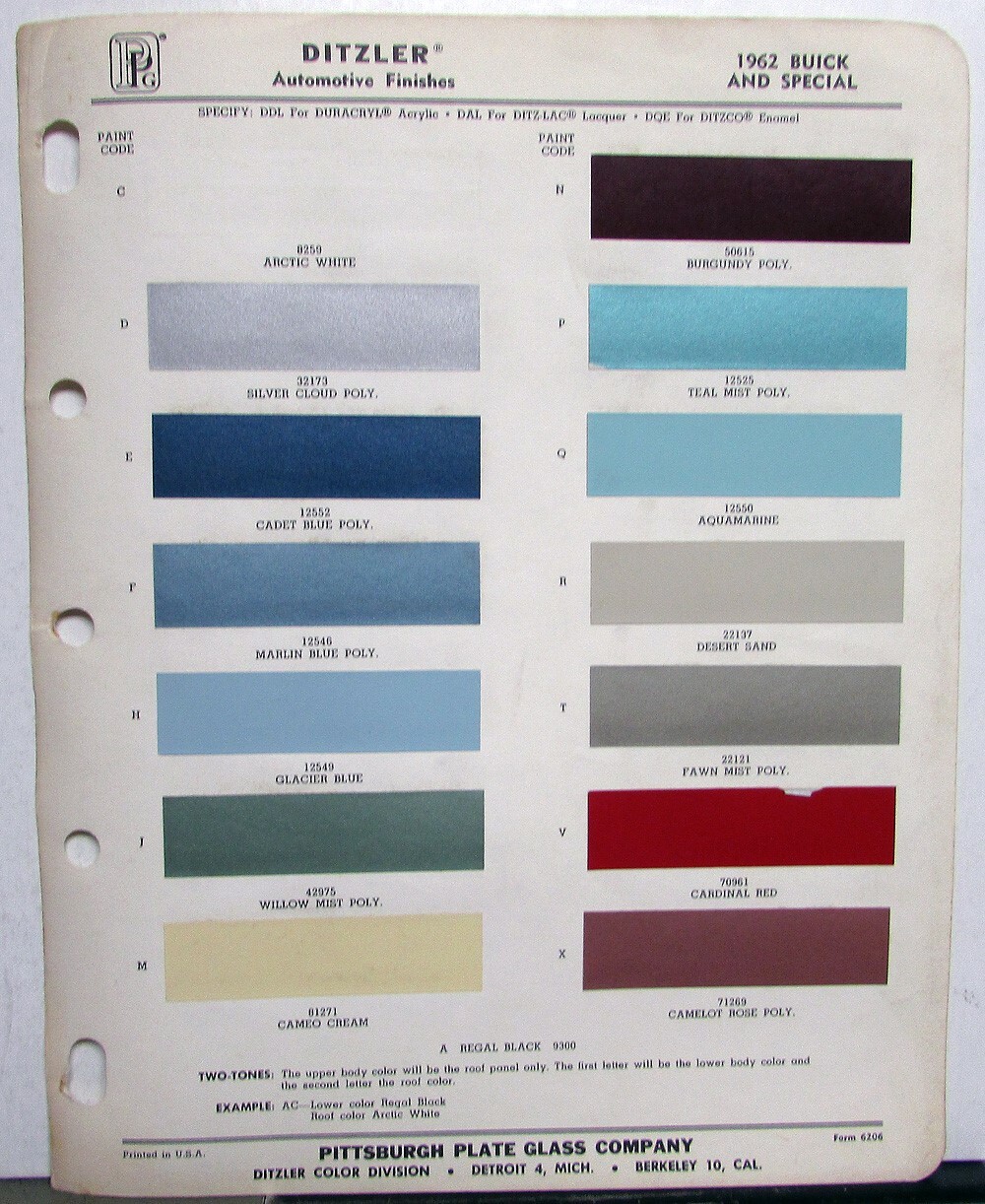 1962 Buick And Special Ditzler Color Paint Chips Original | eBay