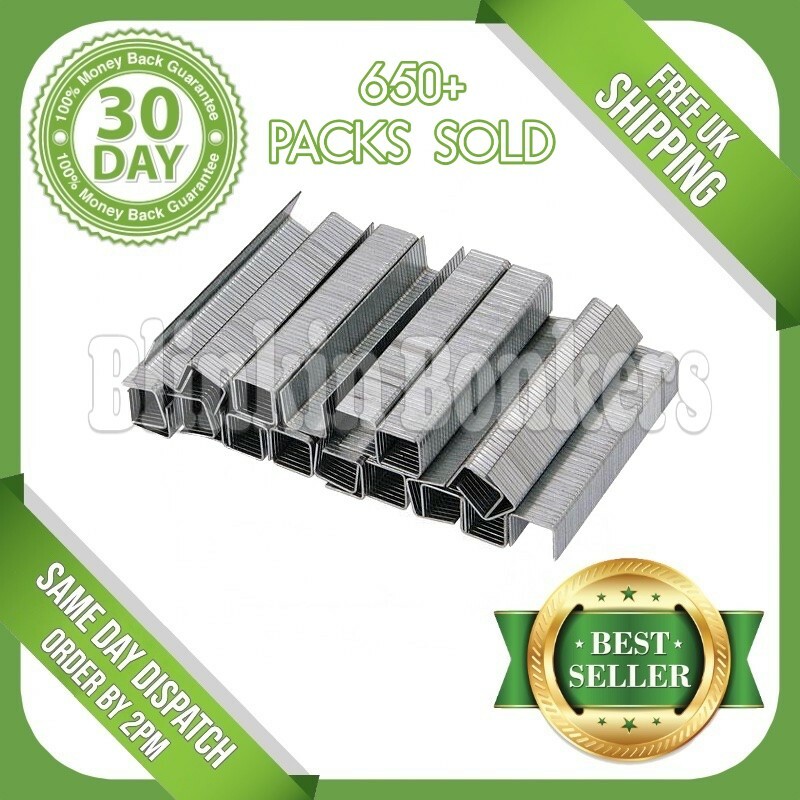 1250PC PACK OF SQUARE / FLAT METAL WIRE STAPLES FOR GUN 8MM 10MM 12MM ...
