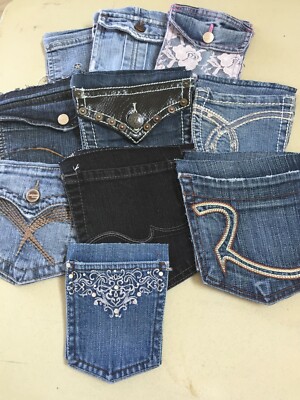 Fancy Denim Jean Pockets Lot of 20 in Matching Sets of Two 19a | eBay