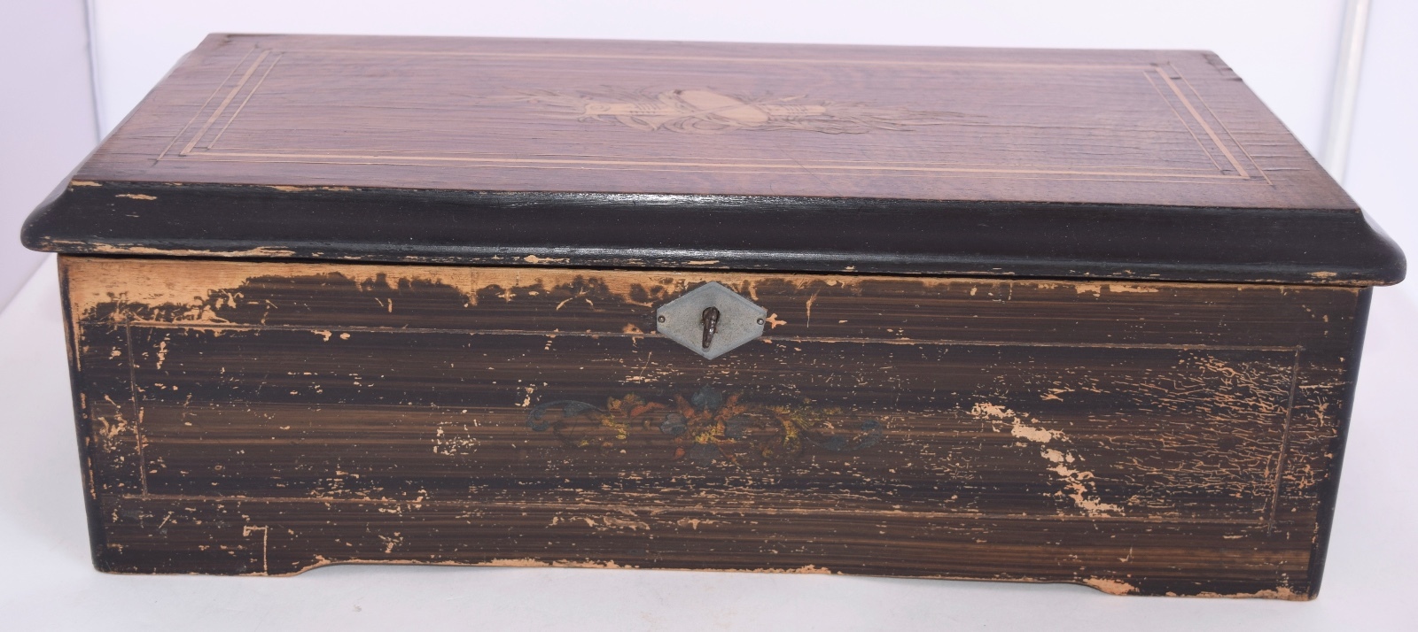 Antique 1886 music box Jacot 10 melodies large wood case recently ...