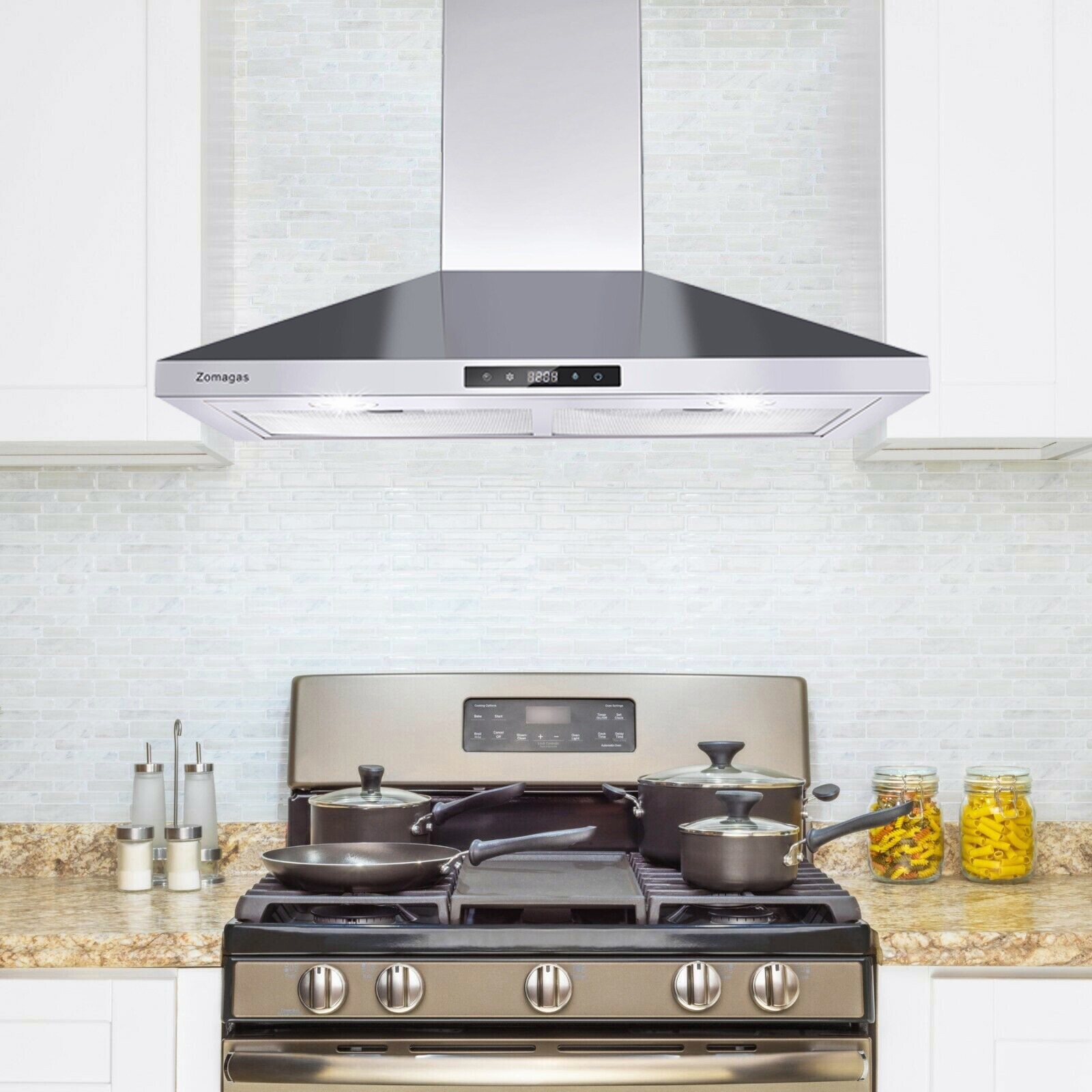 30in Wall Mounted Hood Vents 450CFM Stainless Steel Kitchen Exhaust Fan ...