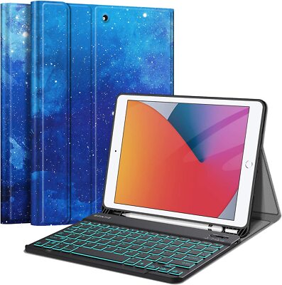 7 Color Backlight Keyboard Case for iPad 9th / 8th / 7th Gen Soft TPU ...