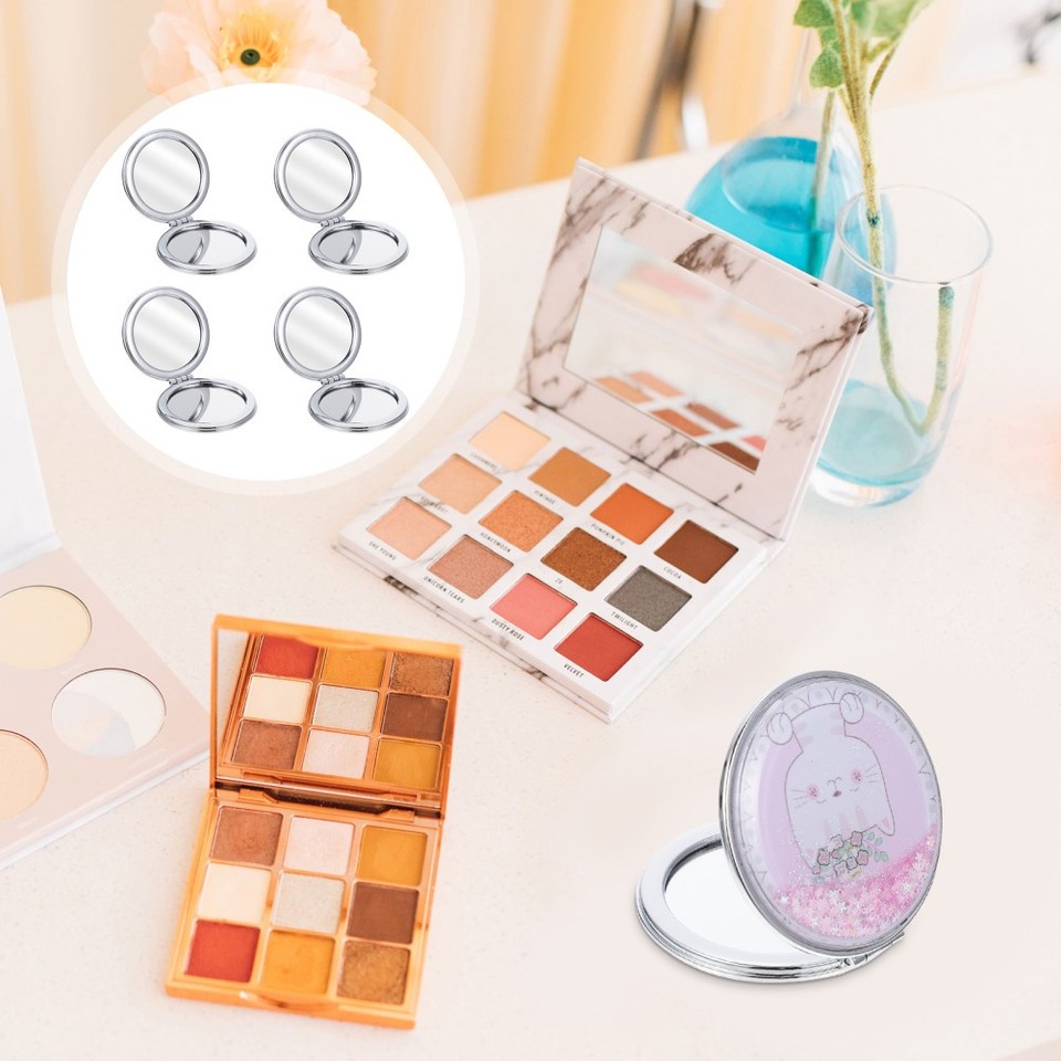 4 Pcs Double-side Makeup Mirror Vanity Mirrors Convenient Travel ...