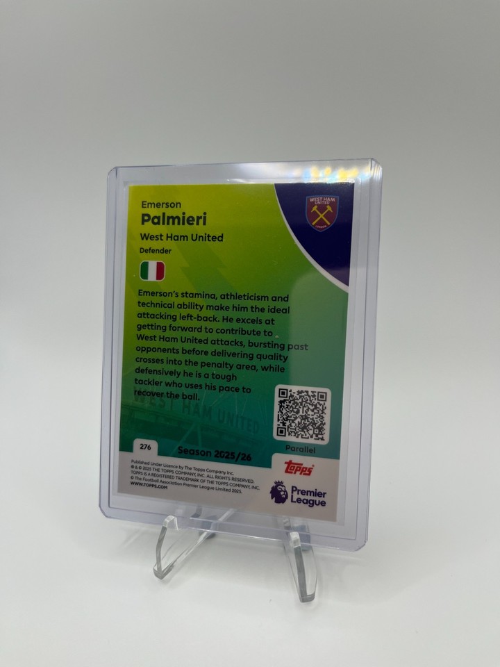 Emerson Palmieri 48/50 Gold Parallel 2026 Topps Premier League West Ham ...