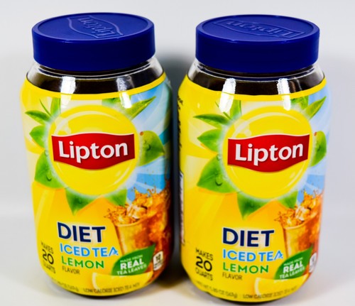 2 Lipton DIET ICED TEA LEMON Flavor Mix 5.89 oz jar Makes 20 Quarts ...