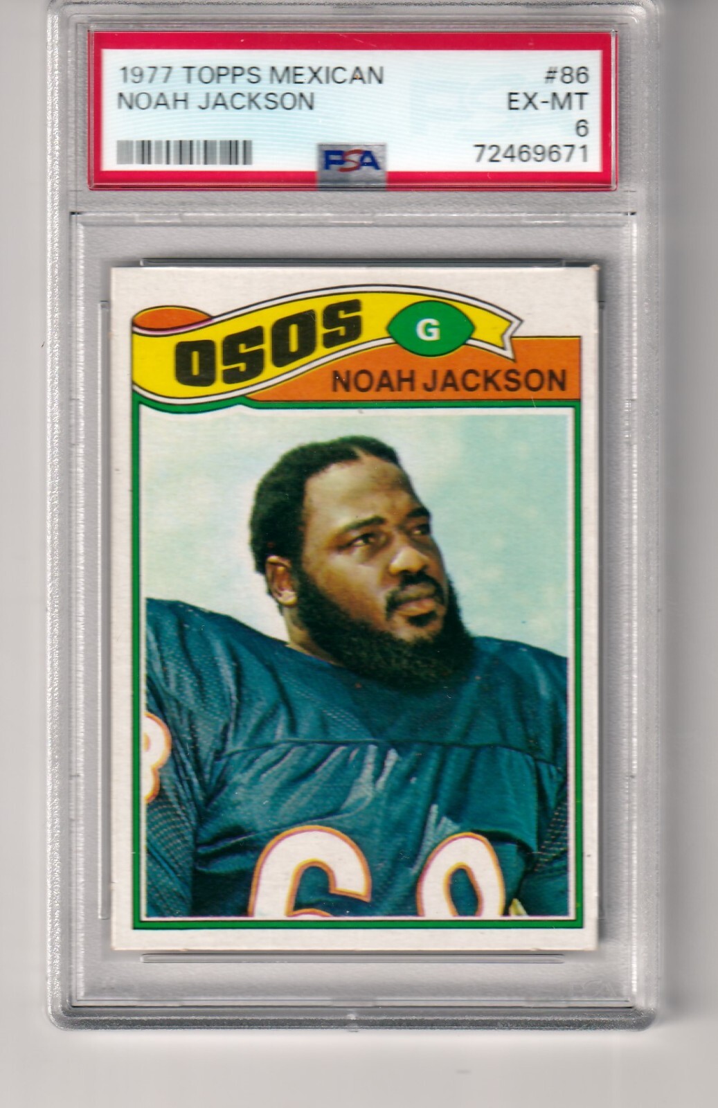1977 Topps Mexican # 86 NOAH JACKSON Bears Tampa PSA 6 | eBay