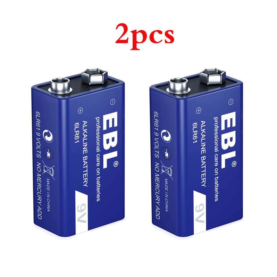 9V 9-Volt Alkaline Battery Batteries 6LR61 E-Block 6AM6 EN22 Long ...