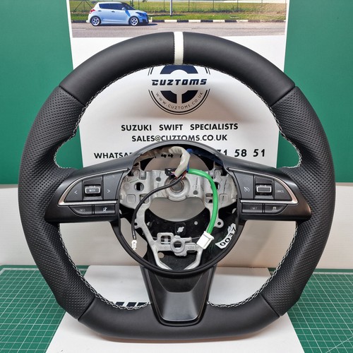 Custom Made Steering Wheel Suzuki Swift AZ 2017-2024 * White Stitching ...
