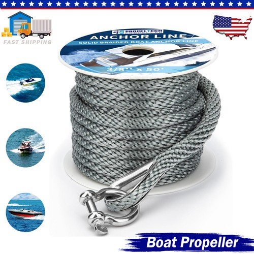1 Roll 3/8" x 50' Anchor Rope Braided Anchor Line Solid Braid MFP Boat ...