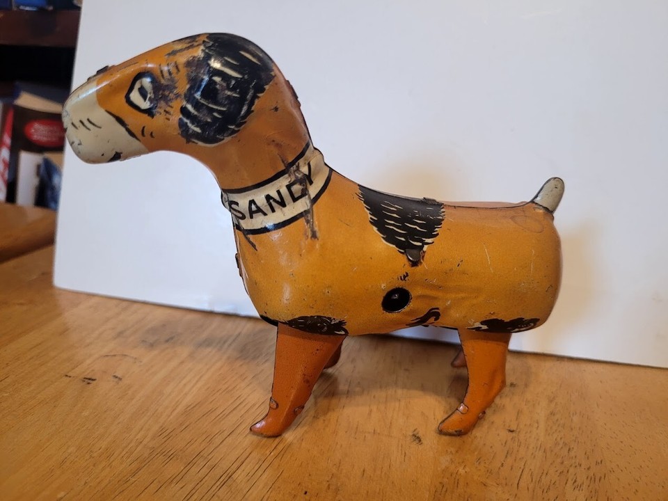 VINTAGE 1930's MARX TIN LITHO WIND UP LITTLE ORPHAN ANNIE'S SANDY DOG ...