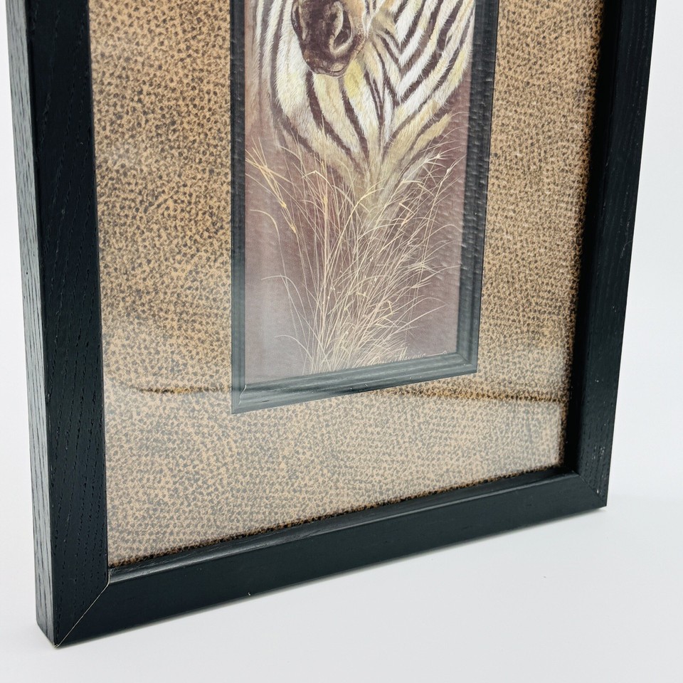 Vtg Target Zebra Stripped Innocence Black Framed Picture Ruane Manning ...