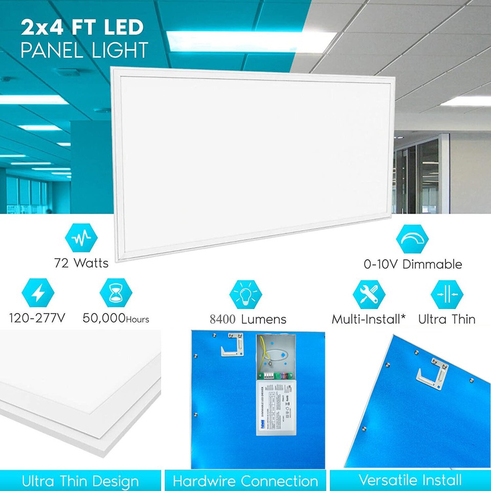 2x4 LED Ceiling Light, 75Watt Flat Ultra-Slim Dimmable Edge Lit LED ...