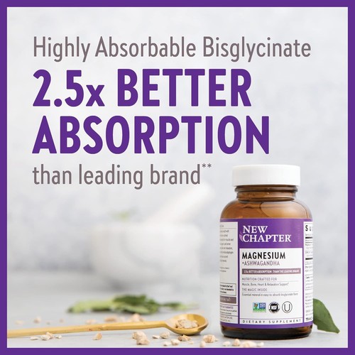 New Chapter Magnesium + Ashwagandha Supplement, 325 mg with Magnesium ...