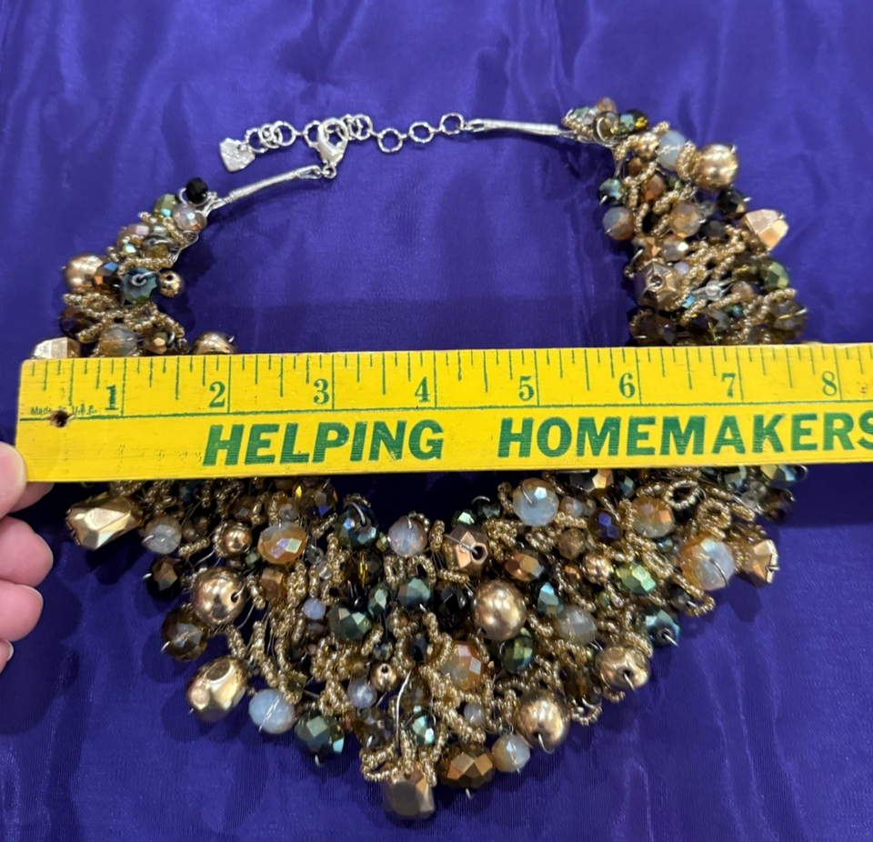 ALDO Arvan Beaded Bib Necklace, Champagne, Wire Wrapped | eBay