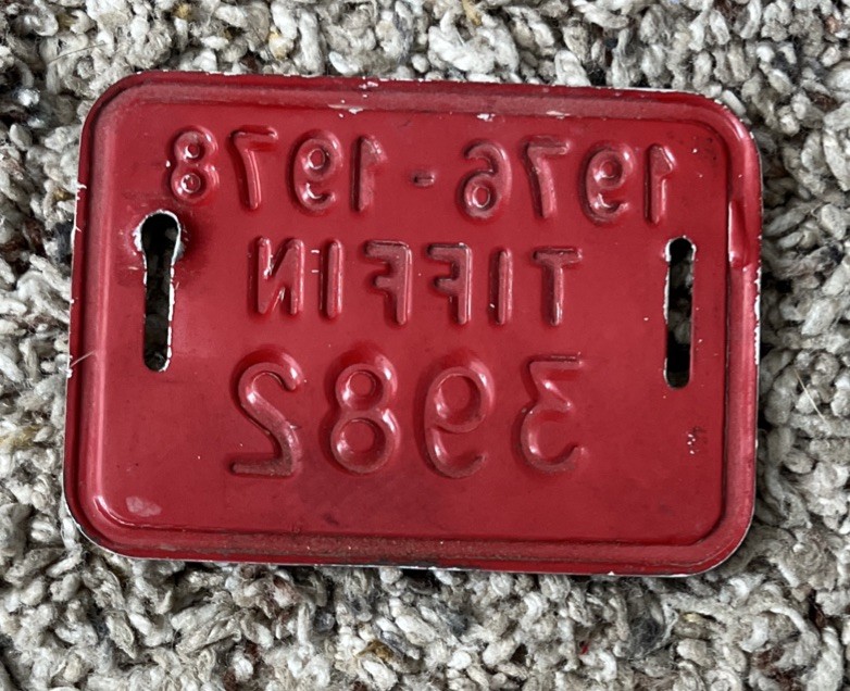 1976-78 Tiffin Ohio #3982 3 Year BICYCLE License Plate Bascom New ...