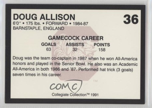1991 Collegiate Collection South Carolina Gamecocks Doug Allison #36 | eBay