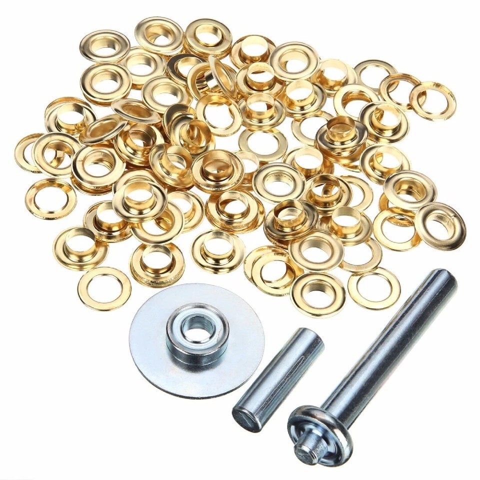 50x 12.5mm Tarpaulin Tent Eyelet Hole Repair Kit Punch Brass Coated ...