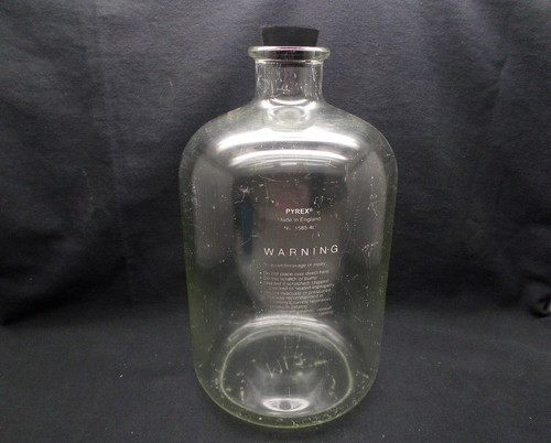 PYREX 4000mL 4L Glass Serum Storage Bottle With Tooled Neck w/ Stopper ...