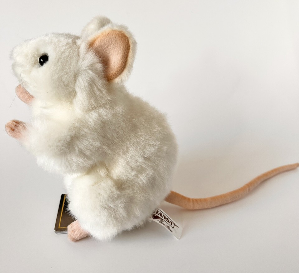 Hansa Creations White Mouse Art 5323 Realistic Plush White Mouse/ Rat ...
