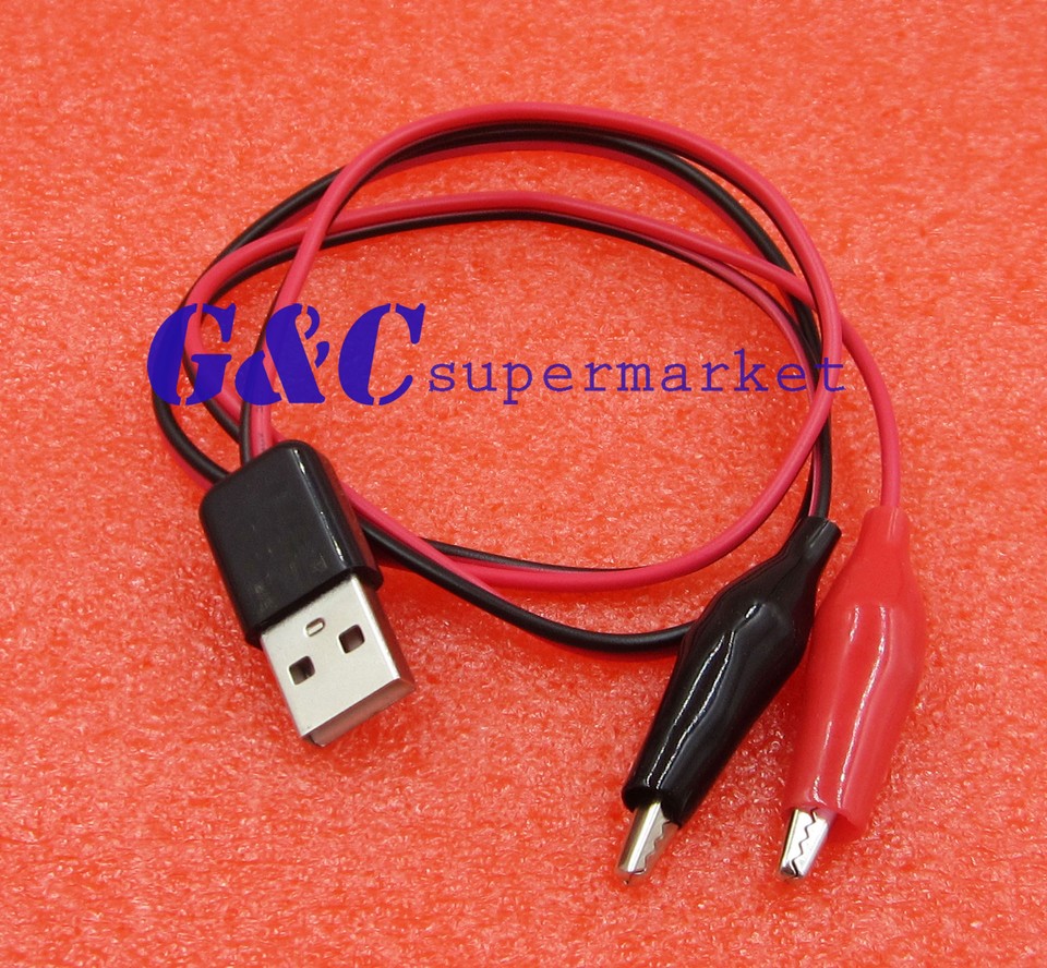 Alligator Test Clips Clamp to USB Male Connector Power Supply Adapter ...