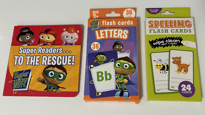 Super Readers 3+ Hardback Super Why Book/Flash Cards Phonics/Letters ...