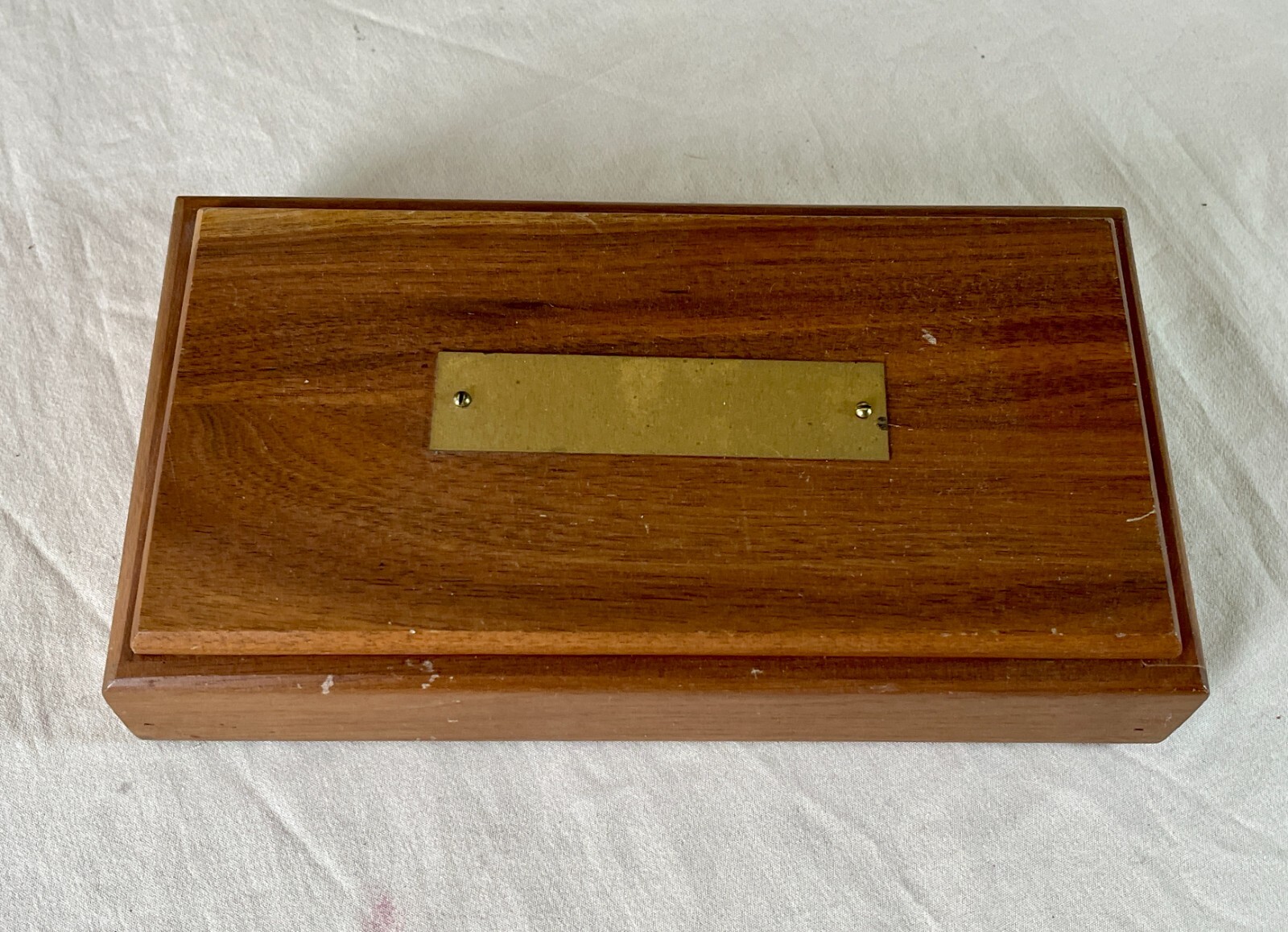 Vintage GENUINE AMERICAN WALNUT Desktop Display Box - Blank Brass ...
