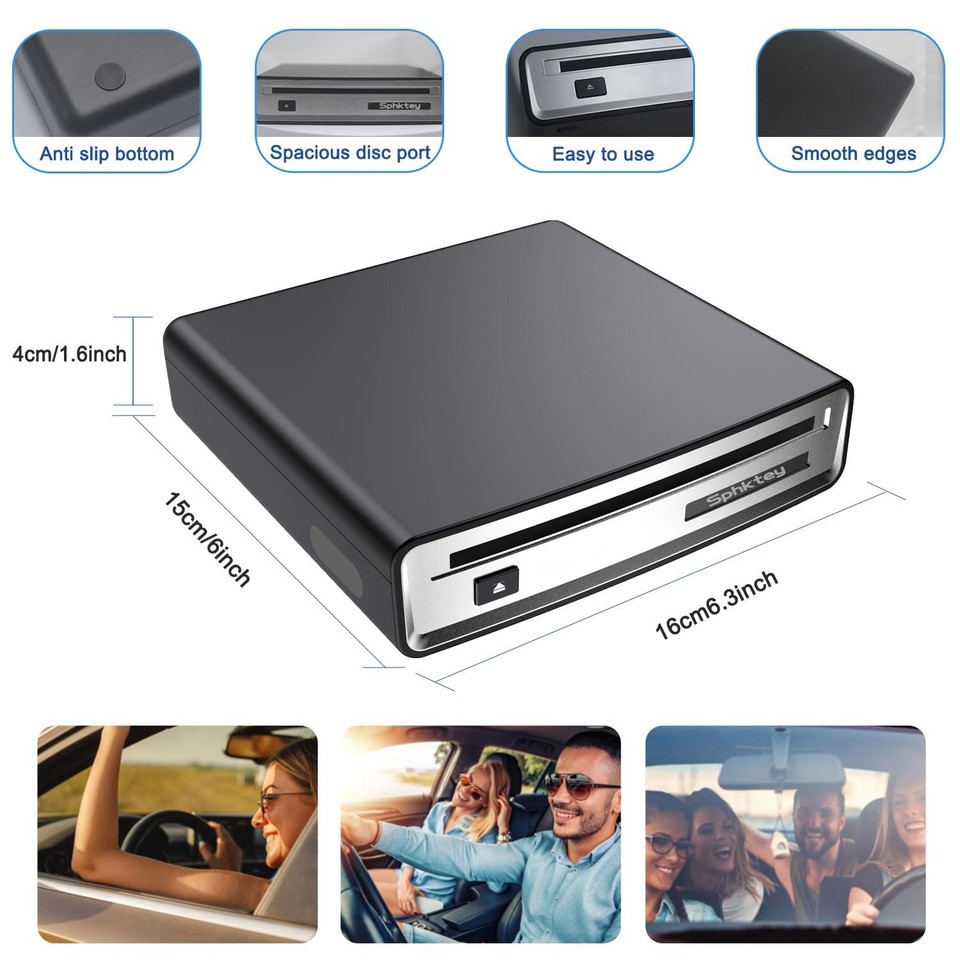 Portable Car USB AUX CD Player - Plug and Play for Cars, Speakers, PC ...