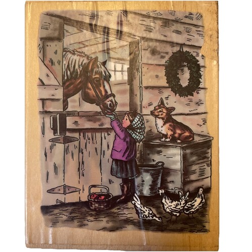 PSX Rubber Stamp Tasha Tudor Corgi Cottage K7205 Vintage 1999 Horse ...