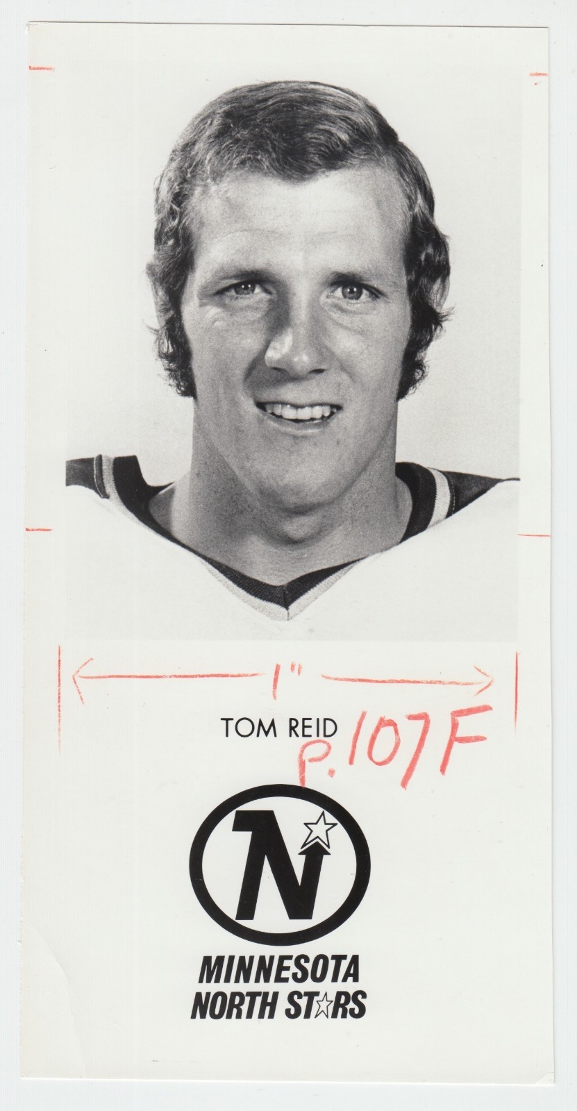 TOM REID MINNESOTA NORTH STARS ORIGINAL PUBLICITY 4X8 PHOTO PHOTOGRAPH ...