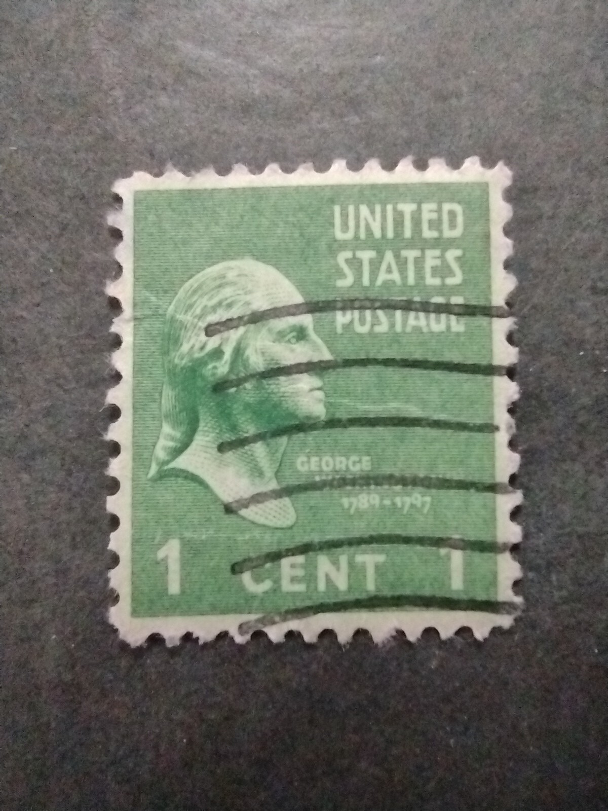 RARE U.S. Washington 1 cent stamp 1789-1797 Green Facing Right | eBay